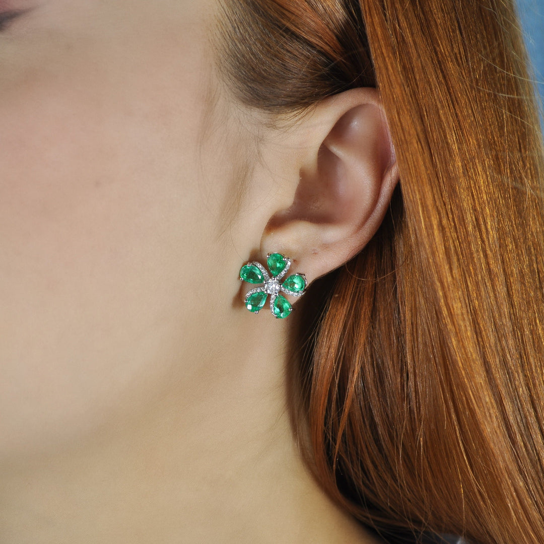 Sakura Emerald Flower Earrings RUCHI New York